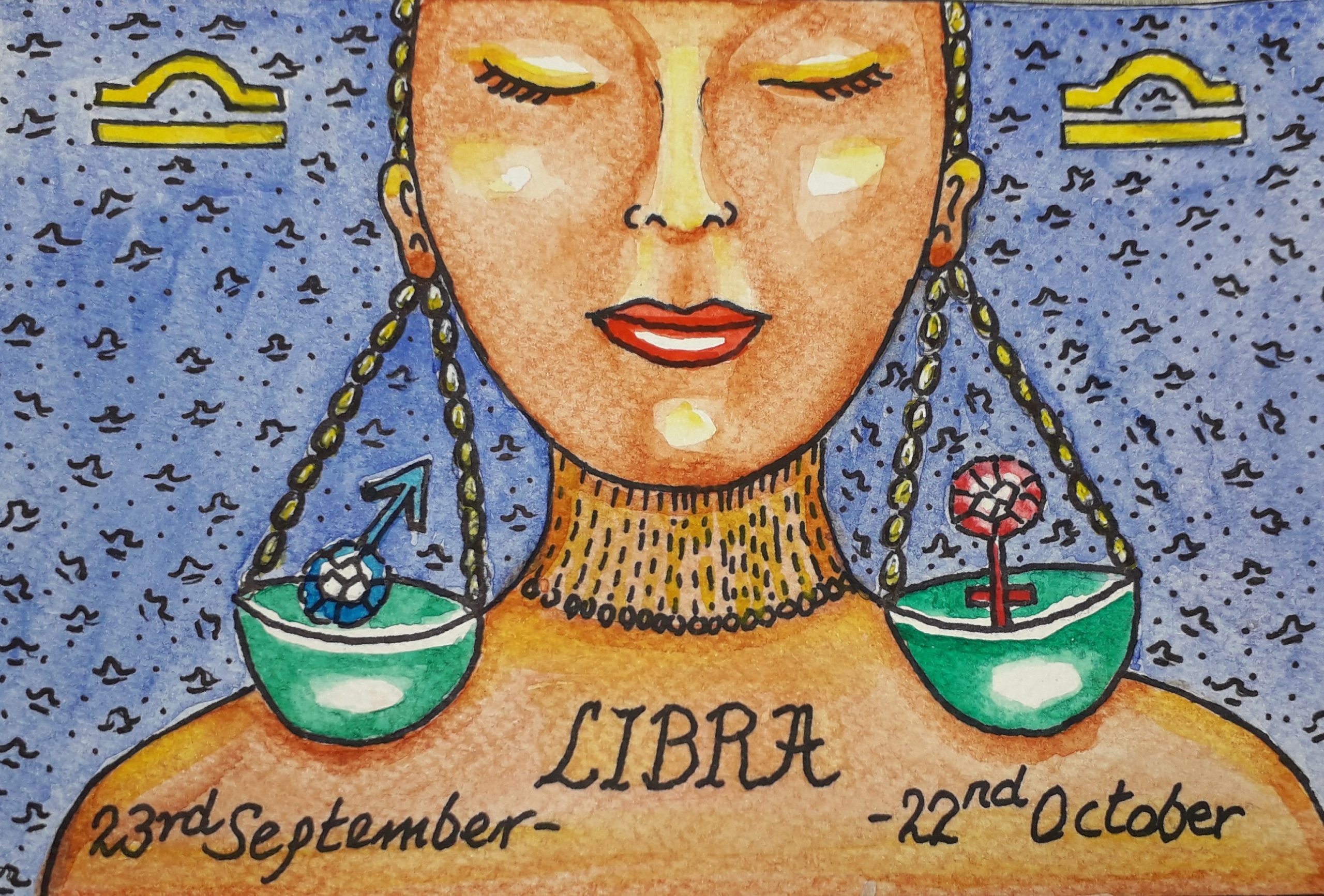 Libra birthday card, zodiac greetings card from Astrocards.co.uk
